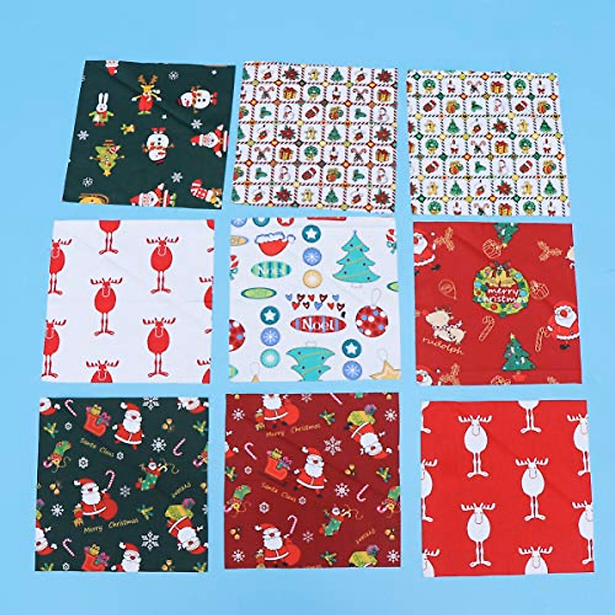 MILISTEN 6pcs Christmas Cotton Fabric Xmas Theme Quilting Cloth Piece Fat Patchwork Bundles Quarters Precut Scraps for Xmas Dress Cloth Bag DIY Sewing Craft 20x25cm Random Pattern