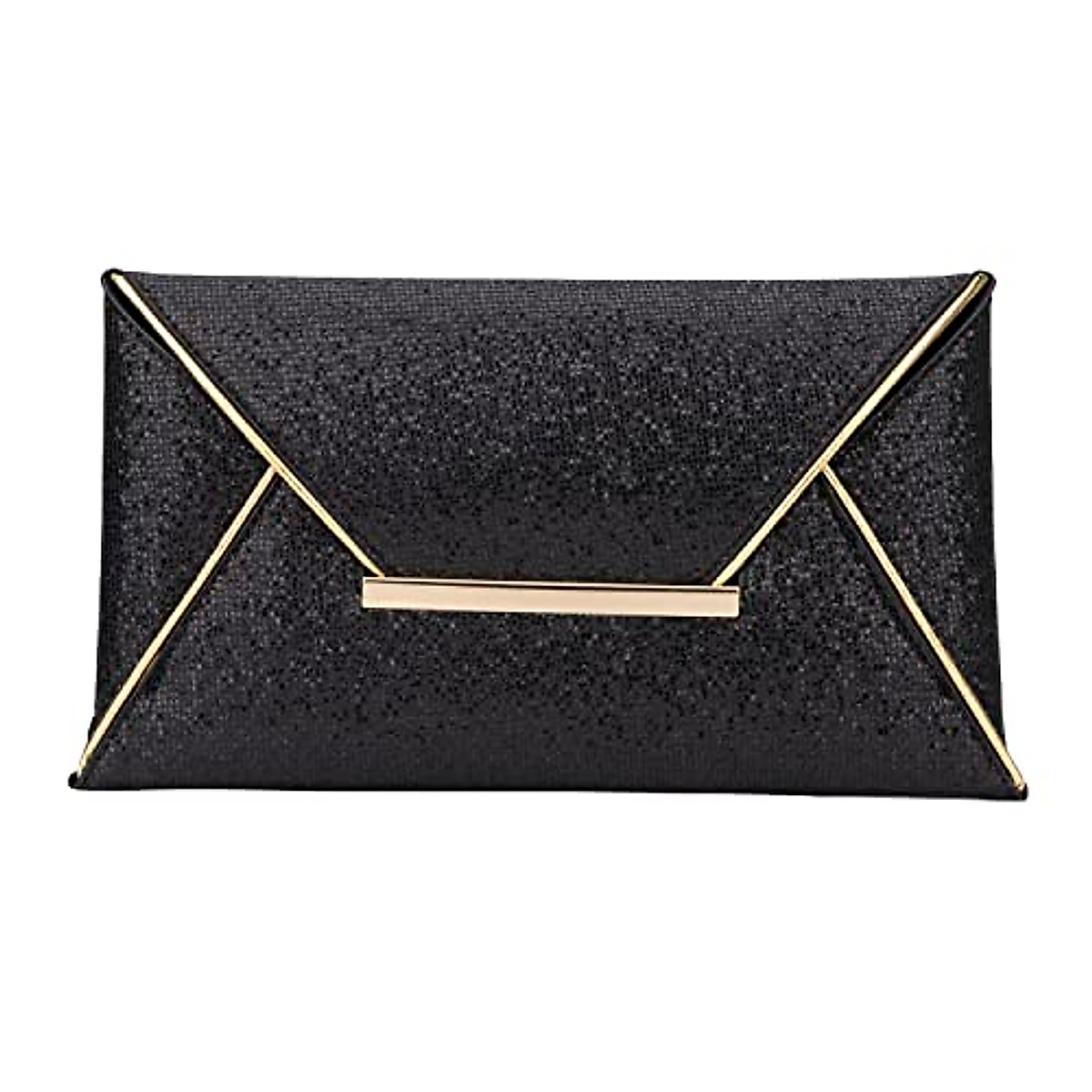 Olivia Miller Women’s Fashion Rae Rhinestone Black Envelope Clutch, Crystal Shimmery Mesh Evening Handbag, Medium Wedding Prom Party Pouch Bag