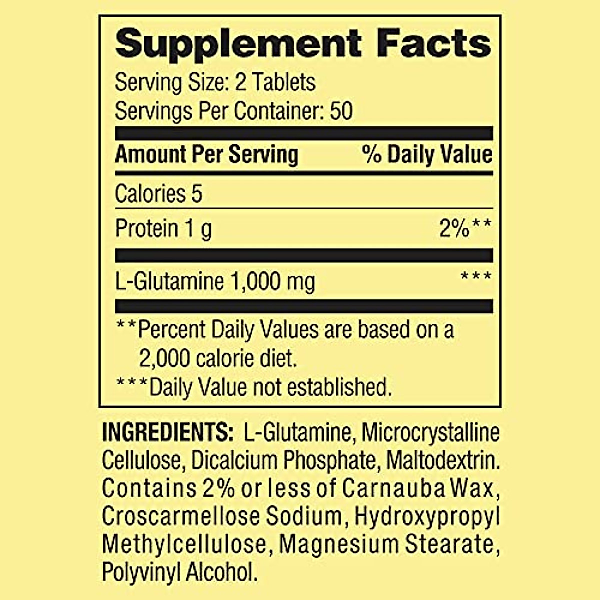Spring Valley - L-Glutamine 500mg, 100 Tablets (2 Pack)