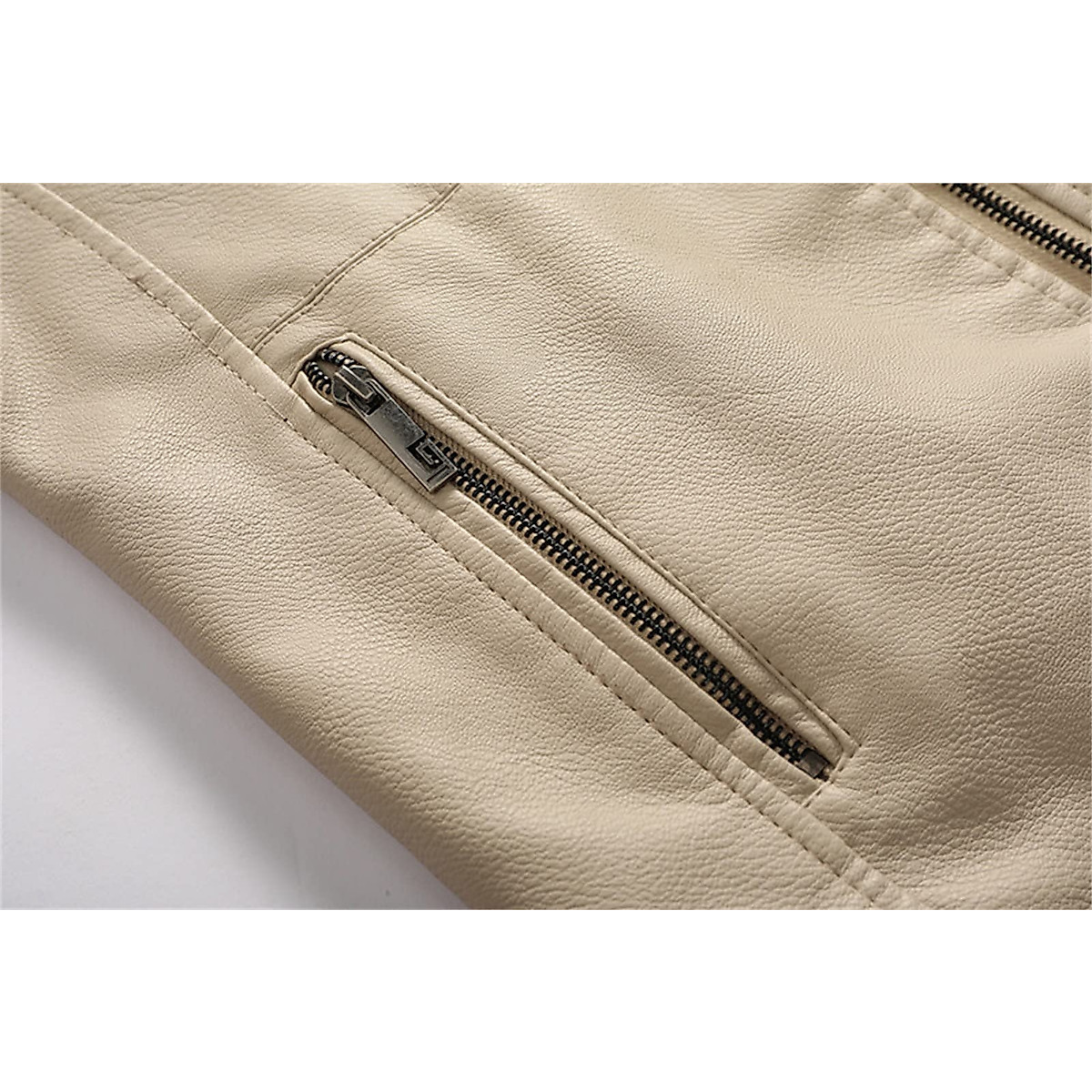 Maiyifu-GJ Men's Faux Leather Hooded Jacket Vintage PU Moto Windproof Hoodie Coat Winter Warm Fleece Lined Motorcycle Jacket (White,4X-Large)