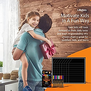 Chore Board | with 8 Pack Vibrant Liquid Chalk Markers | 12x17 Magnetic Dry Erase Chore Chart Reward Chart for Kids and Adults | Chore Chart for Kids Multiple Kids