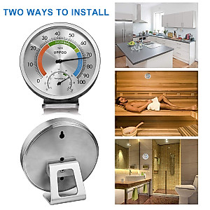 LittleGood 5" Indoor Outdoor Hygrometer/Thermometer, Humidity Gauge Indicator Temperature Humidity Monitor, Analog Hygrometer Humidor (English Version)