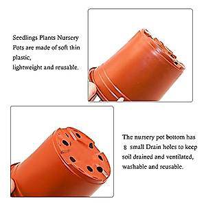 HECTOLIFE 200 Pcs 4 Inch Plant Nursery Pots,Plastic Seedling Pots,Seed Starting Pot Flower Plant Container for Succulents, Seedlings, Cuttings, Transplanting