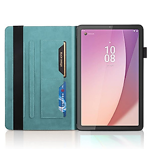 TIPOYOROO Case for Lenovo Tab M9 9.0 inch (TB-310FU, 2023 Released)，Slim Folding case Lightweight PU Leather Cover Flip Stand Shell with Card Holder for Lenovo Tab M9 9" 2023 Android Tablet-Turquoise