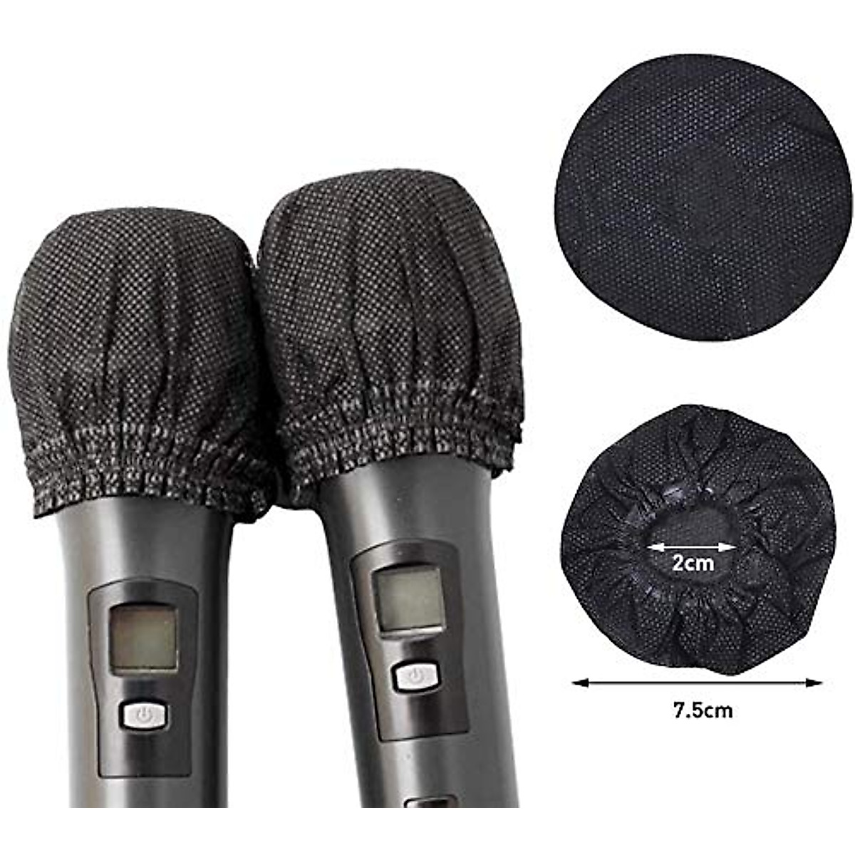 140 Pieces Disposable Microphone Cover Non-Woven Microphone Cover Windscreen Mic Cover Protective Cap for KTV Recording Room News Gathering, 3 Inch (Black)