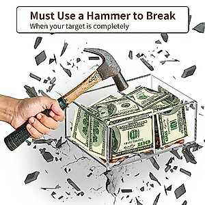 NIUBEE Piggy Bank for Adults, Acrylic Piggy Banks for Boys Girls Saving Real Money Cash Coin Jar, Must Break to Open Savings Box, Unbreakable Clear Money Saver(7x5x3 inch)