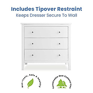 Delta Children Campbell 3 Drawer Dresser, Bianca White