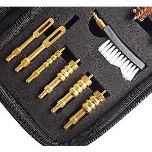 APCHYWELL 18 PCS Handgun Cleaning Kit for.22 .9mm/.357/.38/ .40 .45 Caliber Pistol with Bronze Bore Brush, Brass Jag Adapter, Empty Bottle, Nylon Brushes