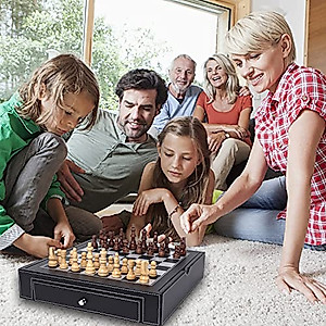 GSE 12.5" Premium Leather 4-in-1 Chess, Checkers, Backgammon and Chinese Checkers Board Game Combo Set. Board Strategy Game for Kids & Adults