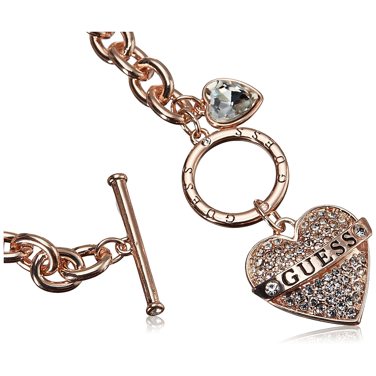 GUESS Women's Toggle Logo Charm Necklace, Rose Gold, One Size