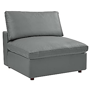 Modway Commix Down-Filled Overstuffed Vegan Leather 7-Piece Sectional Sofa in Gray