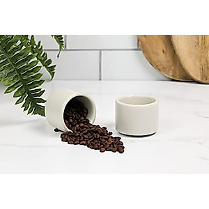 Folk Ceramics Leonard Double Walled Ceramic Espresso Cups | Set of 2, 3oz, Fog Grey | Modern Insulated Stackable Demitasse Mugs for Espresso| Handleless, Durable, Dishwasher & Microwave Safe
