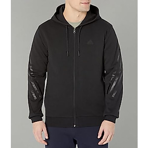 adidas Men's Future Icon 3-Stripes Full-Zip Hoodie, Black/Black, Large
