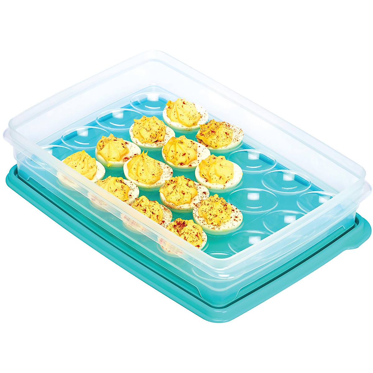 Buddeez [Made in USA] Deviled Egg Carrier with Lid | Deviled Egg Tray with Lid | Deviled Egg Container(s) are Stackable and hold 24-Eggs