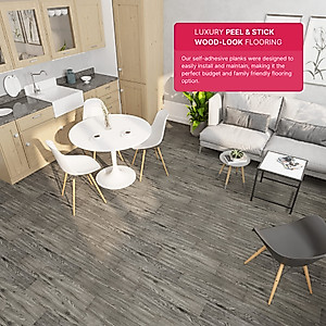 LUCiDA SURFACES Luxury Vinyl Flooring Tiles-Peel and Stick Floor Tile for DIY Installation-36 Wood-Look Planks-Greyscale-BaseCore-54 Sq. Feet