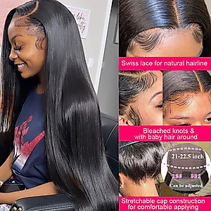 Mariska Lace Front Wigs Human Hair Straight 4x4 Closure wigs for Black Women 150% Density Brazilian Virgin Human Hair Wigs Pre Plucked with Baby Hair Natural Color