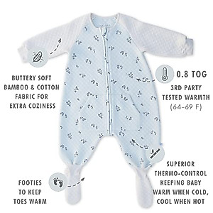 Tealbee DREAMSIE Toddler Wearable Blanket with Sleeves | Baby Sleep Bag Sack with Feet for Walkers and Walking Baby. TOG 0.8 Toddler Sleep Suit to Keep Warm (12M-2T)