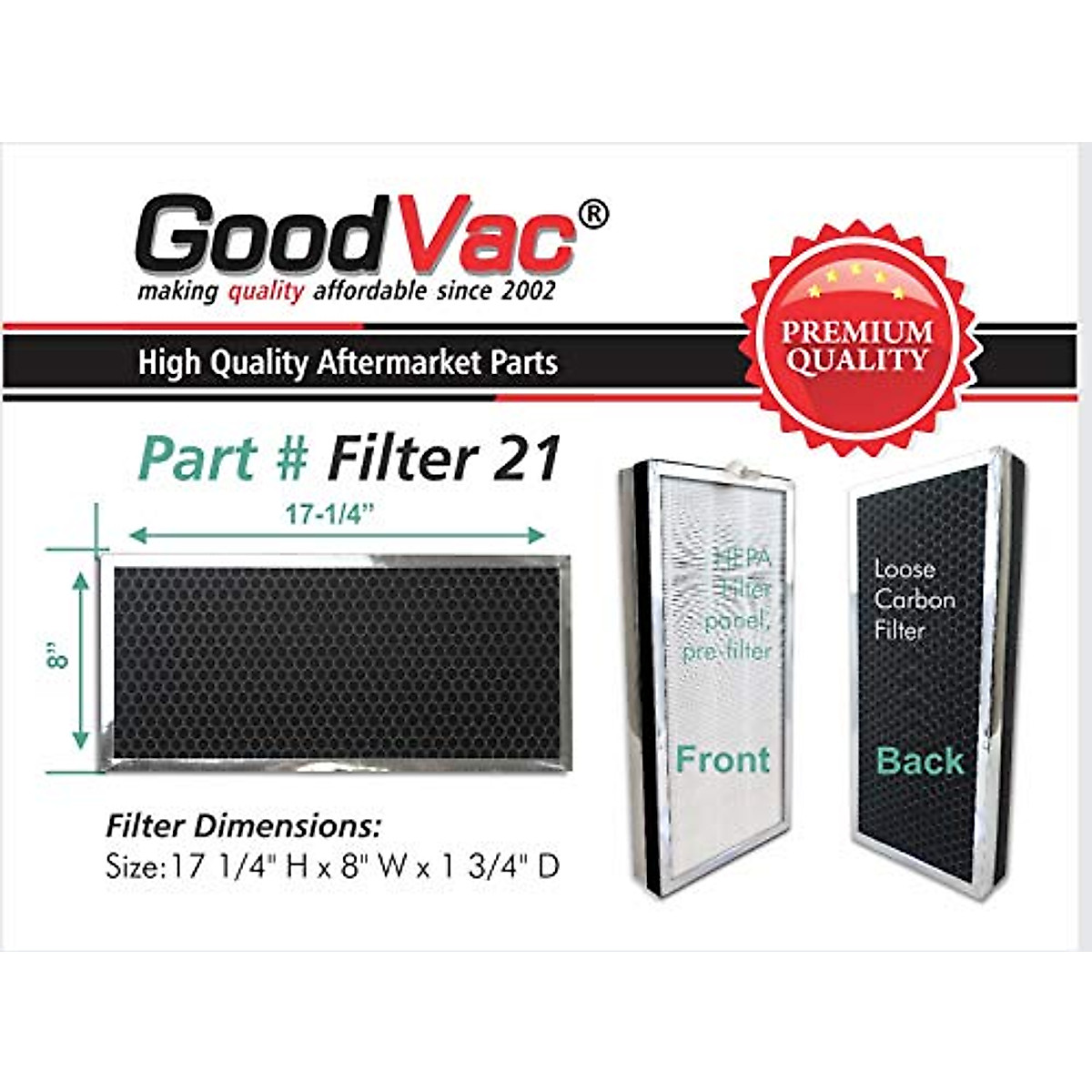 GOODVAC H13 True HEPA Filter Compatible with Medify MA 40 Air Purifiers (2-Pack)