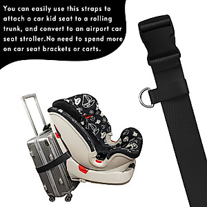 Adjustable Car Seat Travel Belt to Suitcase CPC Certificate CPSIA Test Car Seat Luggage Strap Convert Kid Car Seat and Carry-on Luggage to Airport Car Seat Stroller Carrie Carseat Strap for Luggage