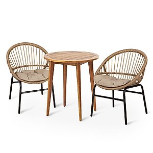 Christopher Knight Home Aldrich Dining Sets, Light Brown + Beige + Teak