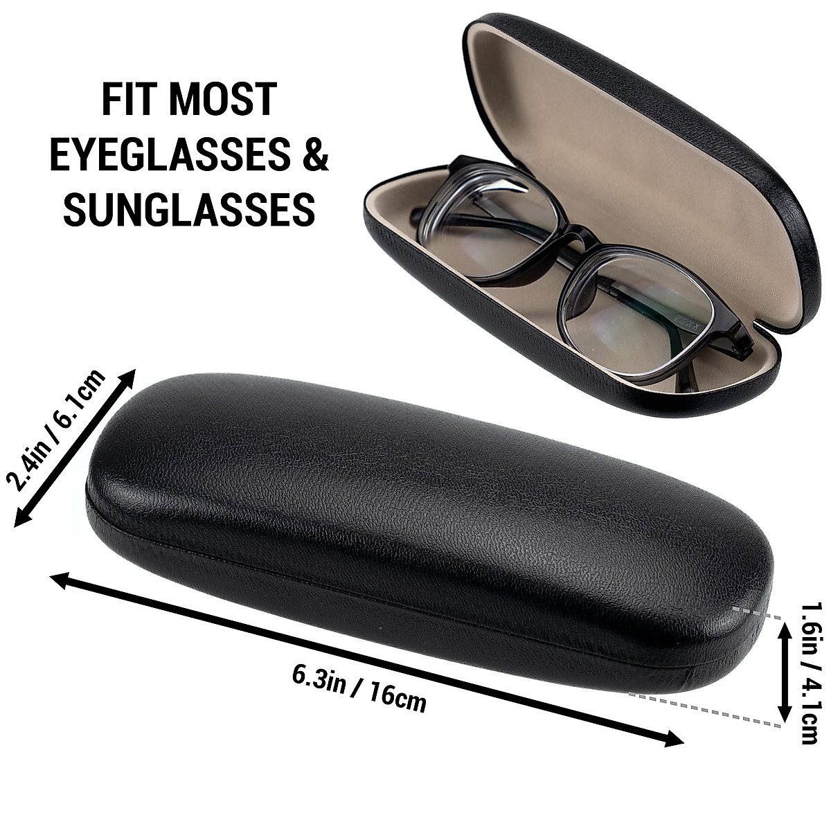 IFAMIO 3 Pack Glasses Case Hard Shell Eye Glass Case Glasses Holder Pocket Portable Sunglass Protector Case Fit Most Eye Glasses and Sunglasses (Black)