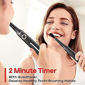 SEAGO Electric Toothbrush for Adults, with 8 Heads and 5 Modes, Rechargeable Sonic Tooth Brush One Charge for 30 Days, with 2 Mins Timer(Black)