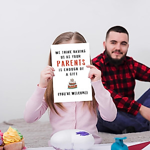 Zoytonky Funny Birthday Card for Kids, Humorous Birthday Card for Boys and Girls, We Think Having Us as Your Parents is Enough of a Gift