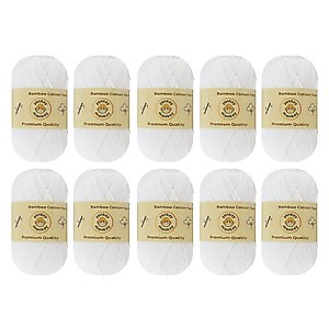 10-Pack of Yonkey Monkey 500 Grams Yarn - 70% Rayon derived from Bamboo, 30% Cotton - Imported - White 9013