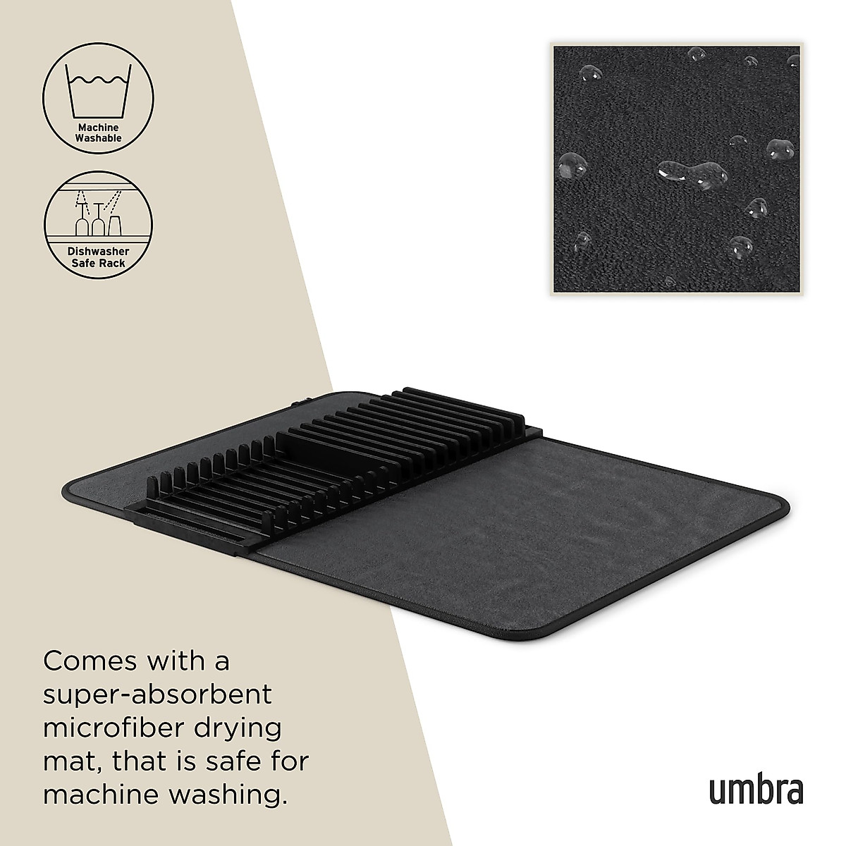 Umbra UDry Dish Drying Mat, Black