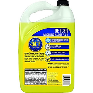 Prestone AS253 De-Icer Winter Windshield Washer Fluid, Freeze Protection up to -34°F, Power Cleans Winter Salt and Grime, Deices & Prevents Dangerous Refreeze, Streak Free & Glare Free, Safe for Rain Sensing Wipers, 1 Gallon Includes NOIS Tissue Pack