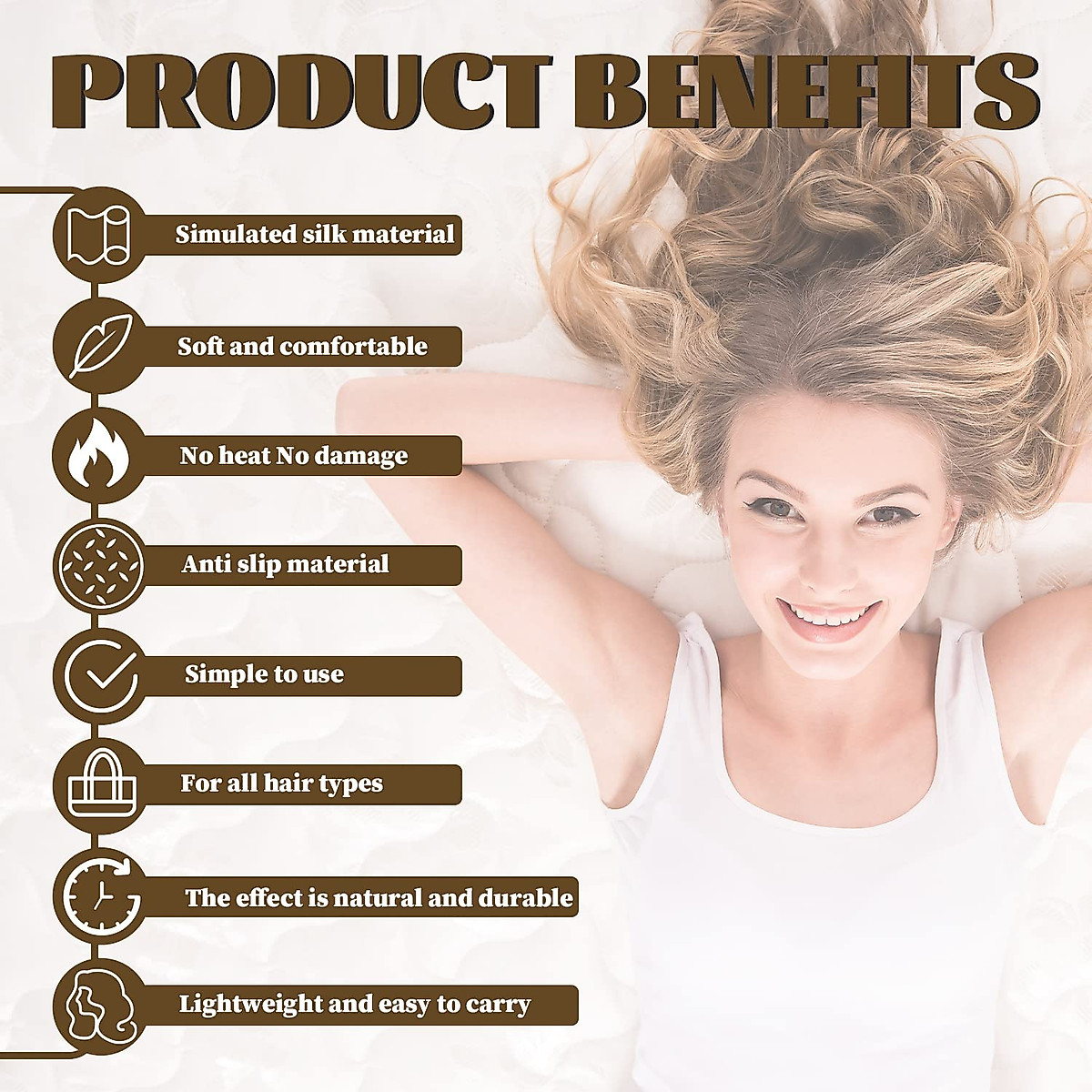 Heatless Curling Lazy Sleeping Foam Sponge No Heat Curling Stick Big Wave Curler(Leopard Print)