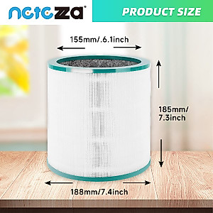 Netezza TP01 HEPA Filter for Dyson,Replacement Filter for Dyson Tower Purifier Pure Cool Link TP01, TP02, TP03, AM11, BP01 Tower Air Purifier, Compare to Part 968126-03,2 Pack
