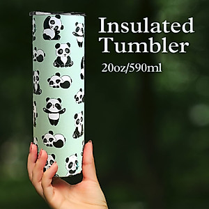 Ceovfoi Panda Gifts for Women Mug Cute Tumbler with Lid and Straw Coffee Cup Stuff Decor Kung Fu