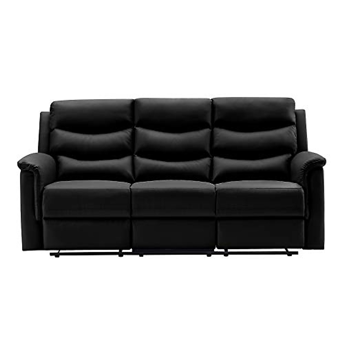 Faux Leather Manual Motion Reclining 3 Seaters Sectional Sofa Couch with 2 Cup Holders and Two Recliner Chaise ,PU Wall Hugger Sofa & Couch for Home Theater Apartment RV Living Room Furniture Sets