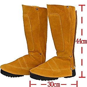 QEES 11" Welder Shoe Protector, Long Cowhide Leather Shoe Protector, Heat and Abrasion Resistant Welding Spats Shoes Cover, Welder Working Tool Thick Three-Layer Protection Feet Cover for Human Calf