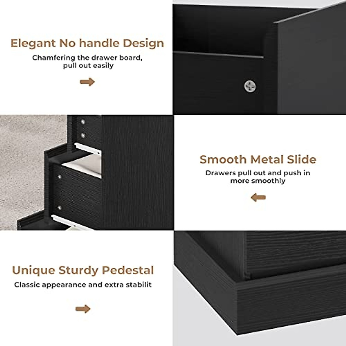 EPHEX 6 Drawer Dresser, Black Chest of Drawers, Storage Tower Clothes Organizer Closet, Double Dresser for Bedroom, Living Room, Entryway, 51.6''L x 15.7''D x 29.3''H