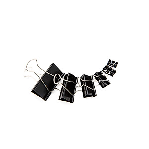 DSTELIN Binder Clips Paper Clamps Assorted Sizes 100 Count (Black), X Large, Large, Medium, Small, X Small and Micro, 6 Sizes in One Pack, Meet Your Different Using Needs.