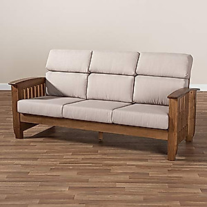 Baxton Studio Sofas, Taupe/Walnut Brown