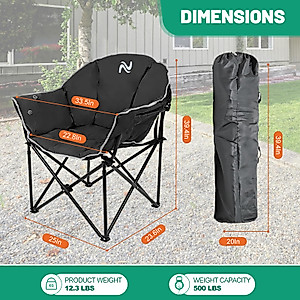 LILYPELLE Oversized Heated Camping Chair Heats Back and Seat, Padded Cushion Outdoor Folding Chairs Patio Lounge Chair Heating Chair for Outdoor Sports, Camping, Lounge Patio, and Picnics