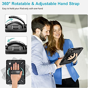 Case for iPad Mini 6 2021: Military Grade Shockproof TPU Protective Cover for Kids iPad Mini 6th Generation 8.3 Inch with Screen Protector- Stand + Handle + Shoulder Strap + Pencil Holder- Black