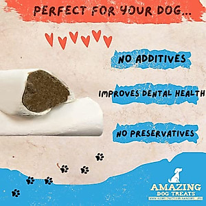 Amazing Dog Treats - Stuffed Shin Bone for Dogs (Peanut Butter, 3-4 Inch - 5 Count) - All Natural Dog Bones