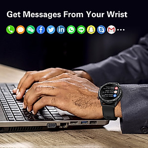 BRIBEJAT Smart Watch for Men, HD 1.32'' Stainless Steel Case Smartwatch, Waterproof Fitness Tracker Pedometer SpO2/Heart Rate/Sleep Monitor, Activity Tracker Compatible with iOS Android Phone