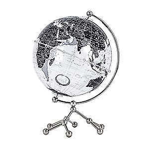 World Globe 7.8in Clear Acrylic World Globe 12” Tall Table Top 360-degree Rotation Earth Globe Earth Globe With Metal Tripod Stand For Desk Globes decor (Black) (Black)