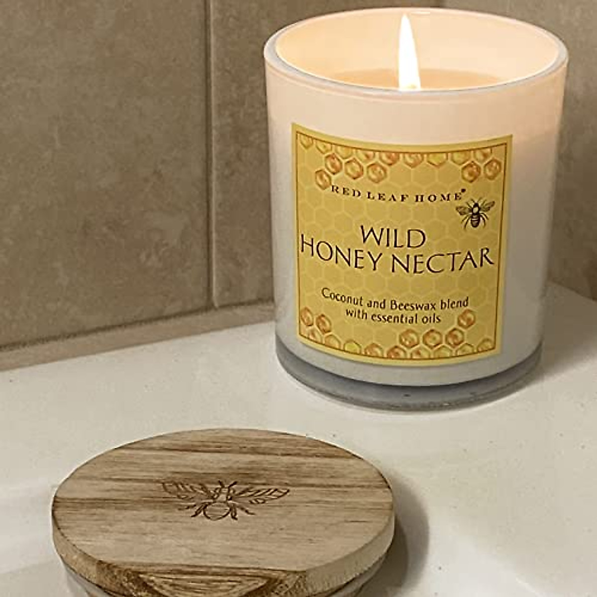 Red Leaf Home | Wild Honey Nectar Candle, Medium | Honeycomb Collection, Aromatherapy, Gift | 11oz Jar