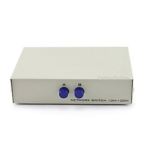 CablesOnline Compact 2-Way RJ45 Ethernet Network Push Button Metal Mini Switch Box (SB-034P)