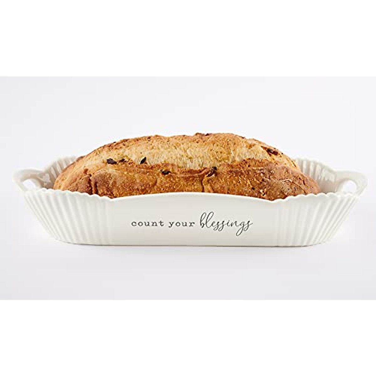 Mud Pie Blessings Bread Bowl and Towel Set, White, Small