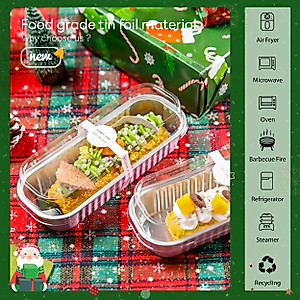 NPLUX 50 Pack Mini Cake Pans with Lids and Spoons Rectangular Aluminum Foil Baking Pans Mini Cheesecake Containers(6.8oz)