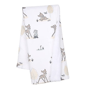 Lambs & Ivy Disney Baby Bambi & Thumper White Minky/Fleece Deer Baby Blanket