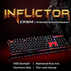 Feiyx Second Hand Wired Mechanical Keyboard 104 Keys RGB Blue Switch LED Backlit Anti-Ghosting Gaming Keyboard Premium,for Windows PC/MAC Games