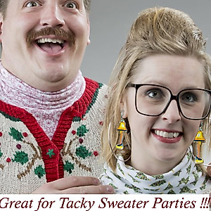 Cute Leg Lamp/ Pink Rabbit Pajamas, Fragile Box Earrings for Christmas, Tacky Sweater Parties, Teachers, Christmas Story Parties and More. Fun Pair of Christmas Earrings! Dangle Christmas Earrings for